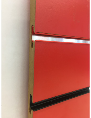 Red Slatwall board panel, In stock, 18-mm thick, 8ft x 4ft, H2400 x W1200